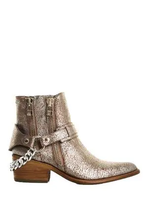 VELEZ Cracked Leather Ankle Boots Silver