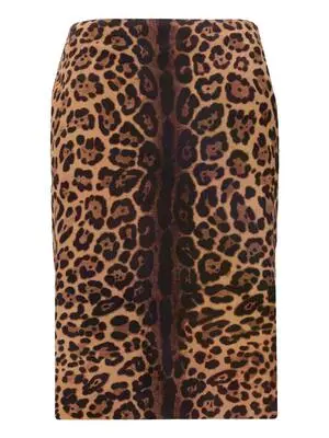 LA ROSE Leopard-print Pencil Midi Skirt - Neutrals