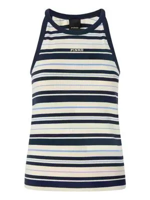 Pinko Striped Ribbed Tank Top - Neutrals