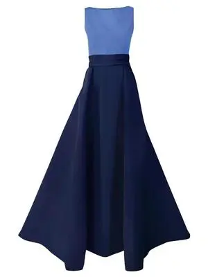 Carolina Herrera Color-blocked Column Gown With Overskirt - Blue