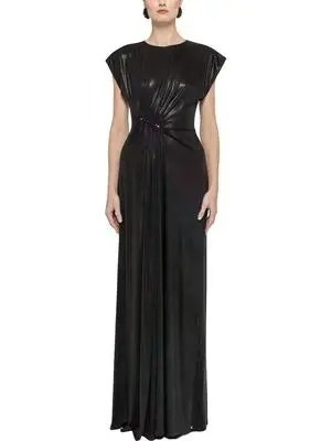 NISSA Ruched Metallic Stretch-jersey Maxi Dress - Black