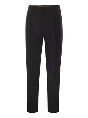 Max Mara Slim Fit Crease Trousers - Black