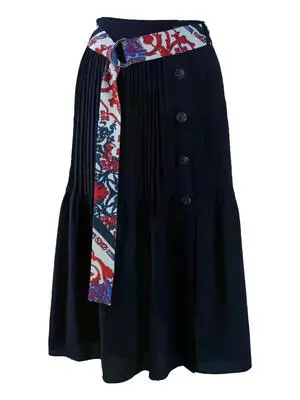 Claudie Pierlot Belted Pleated Midi Skirt - Black