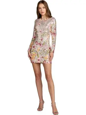 Mac Duggal Sequin Embroidered Mini Dress - Silver Multi