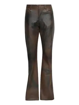 LA MASKARADE Printed Leather Flare Pants - Brown