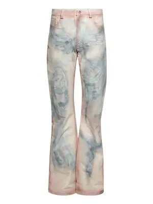 LA MASKARADE Printed Leather Flare Pants - White
