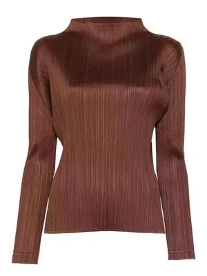 Issey Miyake Pleated Top - Brown