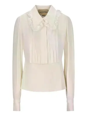Valentino Garavani Ruffled Pleated Top - Neutrals