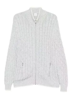 Eleventy Cable-knit Zip-up Cardigan - Blue