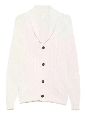 Eleventy Cable-knit Buttoned Cardigan - Neutrals
