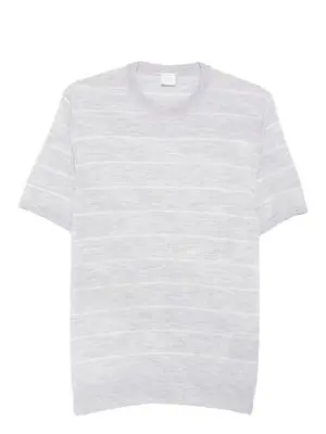 Eleventy Striped Round-neck T-shirt - Grey