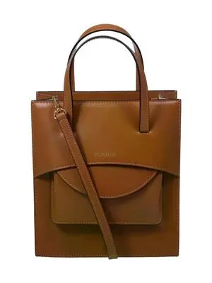 HIDESINS Flap Leather Tote Bag - Brown