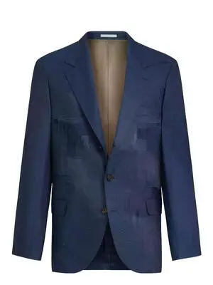 Brunello Cucinelli Super 150s Virgin-wool Prince Of Wales Jacket - Blue