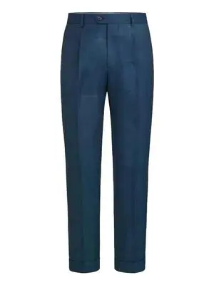 Brunello Cucinelli Virgin Wool Prince Of Wales Pleated Trousers - Blue