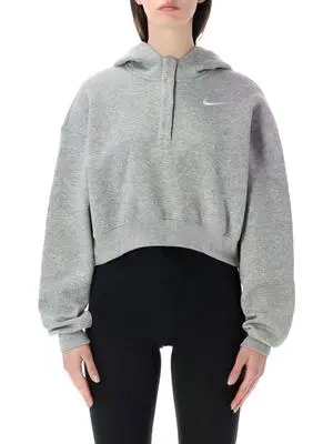Nike Button Crop Hoodie - Grey