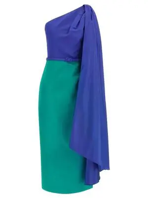 Carolina Herrera Colour Block One-shoulder Dress - Blue
