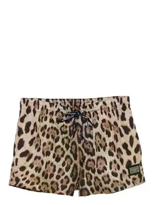 Dolce & Gabbana Leopard-print Swim Shorts - Brown