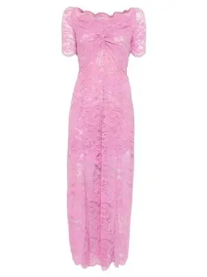Rabanne Off-shoulder Lace Midi Dress - Pink