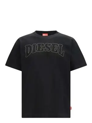 DIESEL Logo-embroidered T-shirt - Black