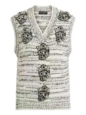 Dolce & Gabbana Embellished V-neck Vest - Neutrals