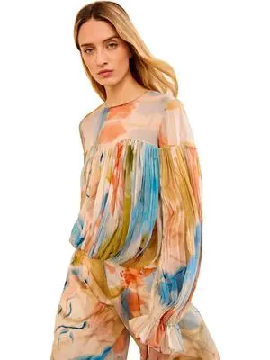 Ulla Johnson Pearl Long Sleeve Silk Blouse - Western Dream