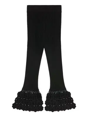 GANNI Floral Ribbed Trousers - Black