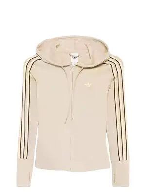Adidas Striped Zip Up Hoodie - Neutrals