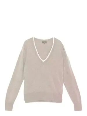 N.peal Lace-trim V-neck Sweater - Neutrals