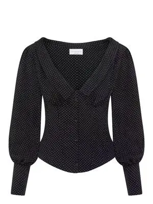 VIOLANTE NESSI Polka-dot V-neck Blouse - Black