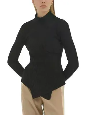VIOLANTE NESSI Ribbed Turtleneck Top - Black