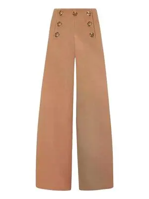 VIOLANTE NESSI Tano Button Embellished Trousers - Brown
