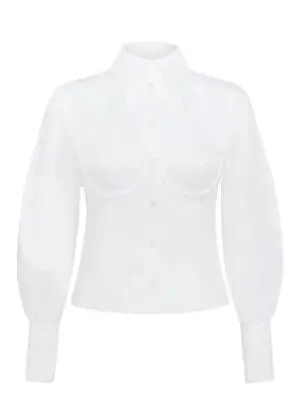 VIOLANTE NESSI Bellezza Corset Puffed-sleeve Shirt - White