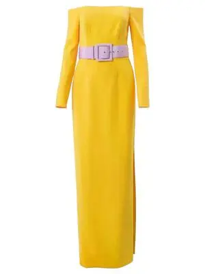 Carolina Herrera Off-shoulder Belted Dress - Yellow