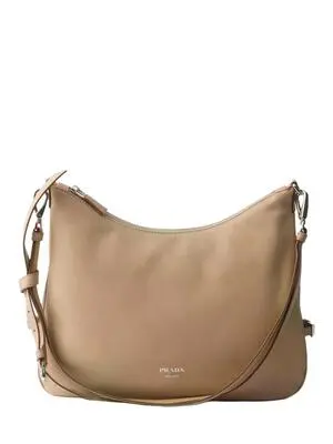 Prada Fold Leather Shoulder Bag - Neutrals
