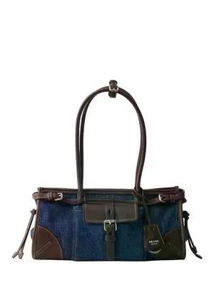 Prada Denim And Leather Handbag - Blue