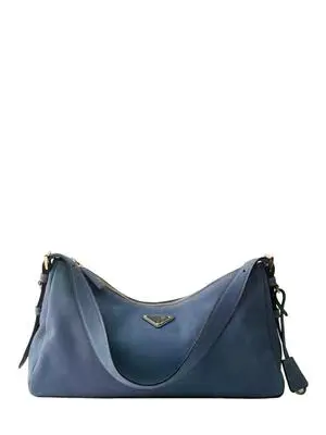 Prada Aimée Large Nubuck Leather Shoulder Bag - Blue