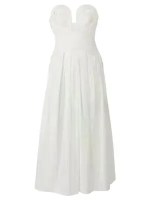 Carolina Herrera Rose-embellished Bustier Maxi Dress - White