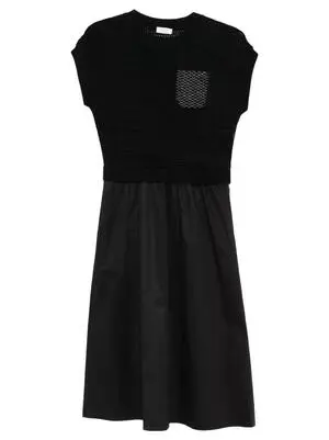 Peserico Knitted-panel Midi Dress - Black