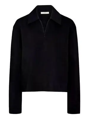 Vince Collared Zip Polo Shirt - Black