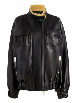 Khaite Malone Leather Jacket With Shearling Collar - Black