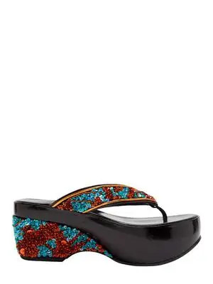 Dries Van Noten 50 Sequin-embellished Leather Thong Sandals - Multicoloured