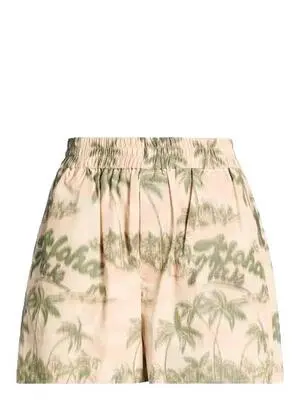 Maje Woven Hawaiian-print Shorts - Beige