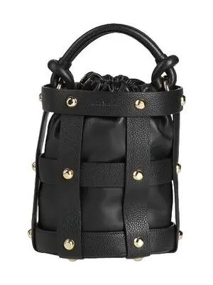 FERRAGAMO Calfskin Bucket Bag With Studs - Black