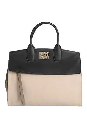 FERRAGAMO Calfskin Tote Bag - Beige