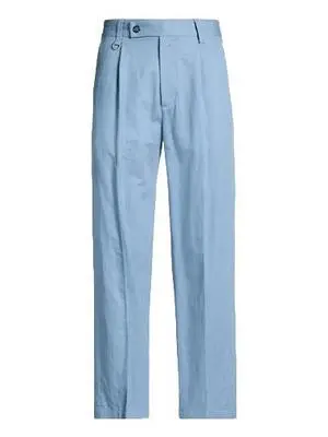 PAOLO PECORA Cotton-linen Blend Pants - Blue
