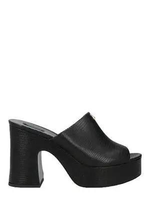 Patrizia Pepe Leather Slide Sandals - Black