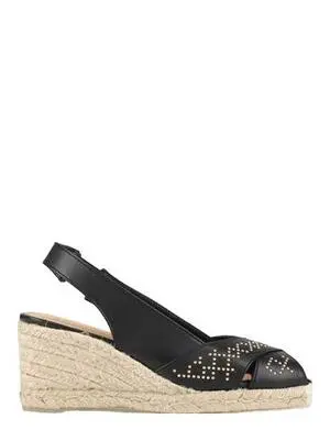 CastaÑer Leather Espadrille Sandals - Black
