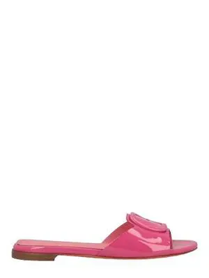 Santoni Leather Slide Sandals With Buckle Detail - Pink