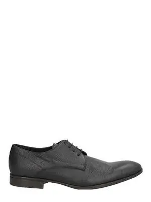 DOUCAL'S Lace-up Pebbled Leather Derby Shoes - Black