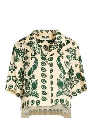 Sandro Satin Floral-print Shirt - White